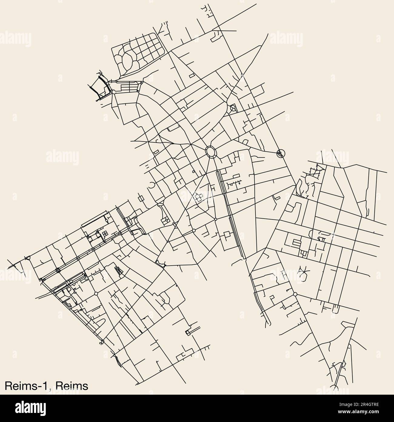 Street roads map of the REIMS-1 CANTON, REIMS Stock Vector Image & Art ...