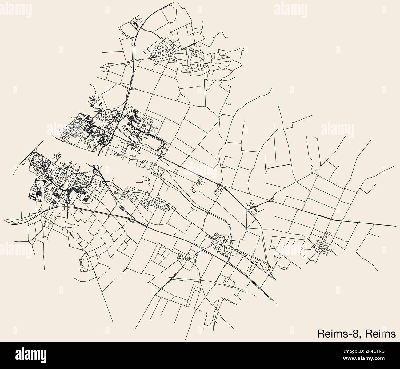 Street roads map of the REIMS-8 CANTON, REIMS Stock Vector Image & Art ...