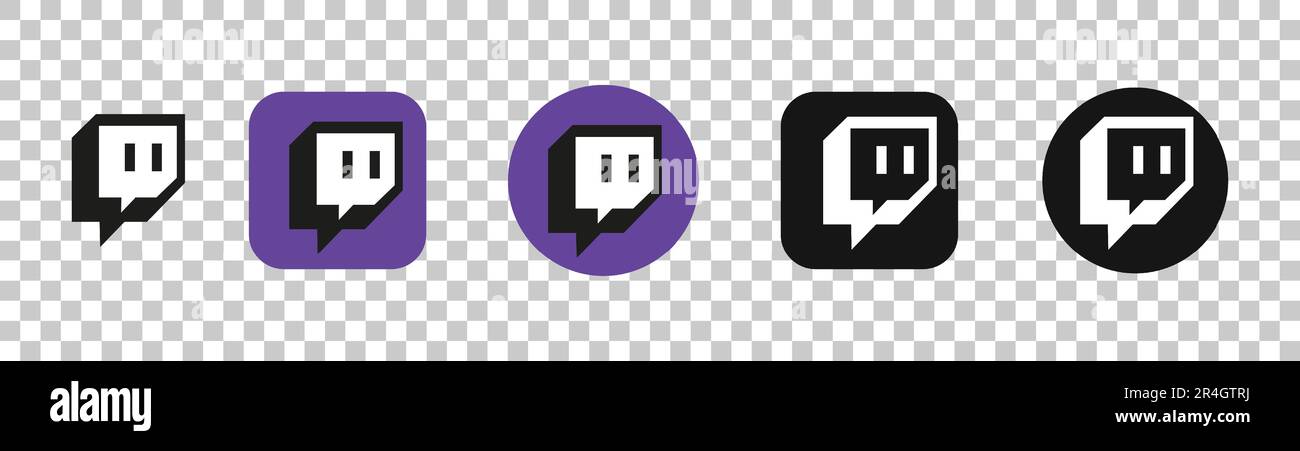 Collection of different Twitch icons. Social media logo. Line art and ...