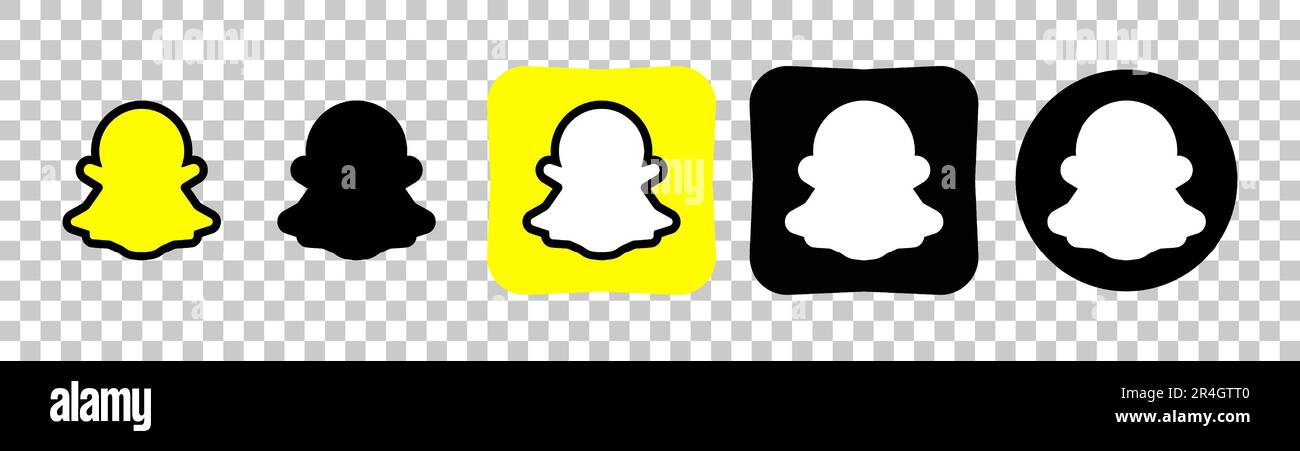 Collection of different Snapchat icons. Social media logo. Line art and ...