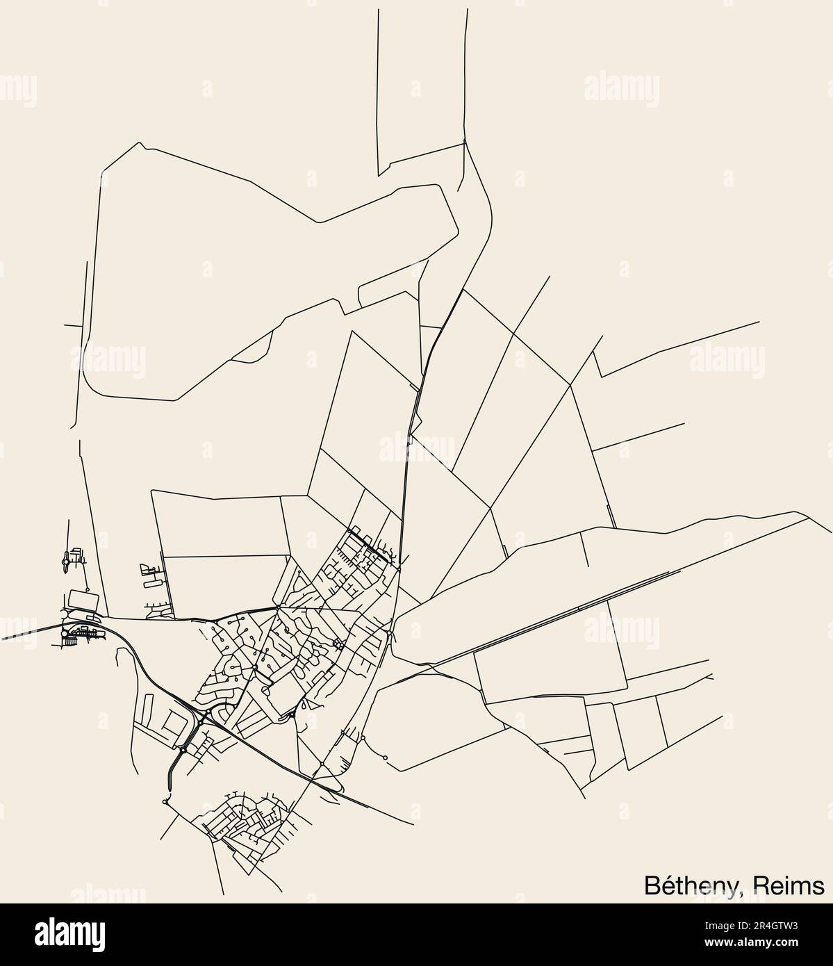 Street roads map of the BÉTHENY COMMUNE, REIMS Stock Vector Image & Art ...