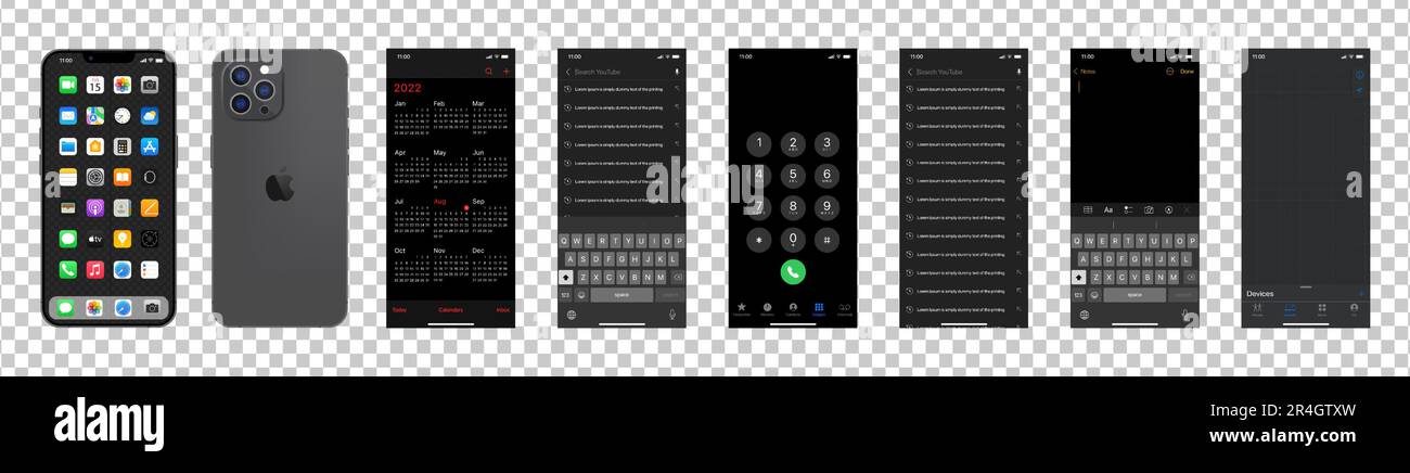 Iphone 14 interfaces. Apple mockup. Apple apps. Phone navigation page ...