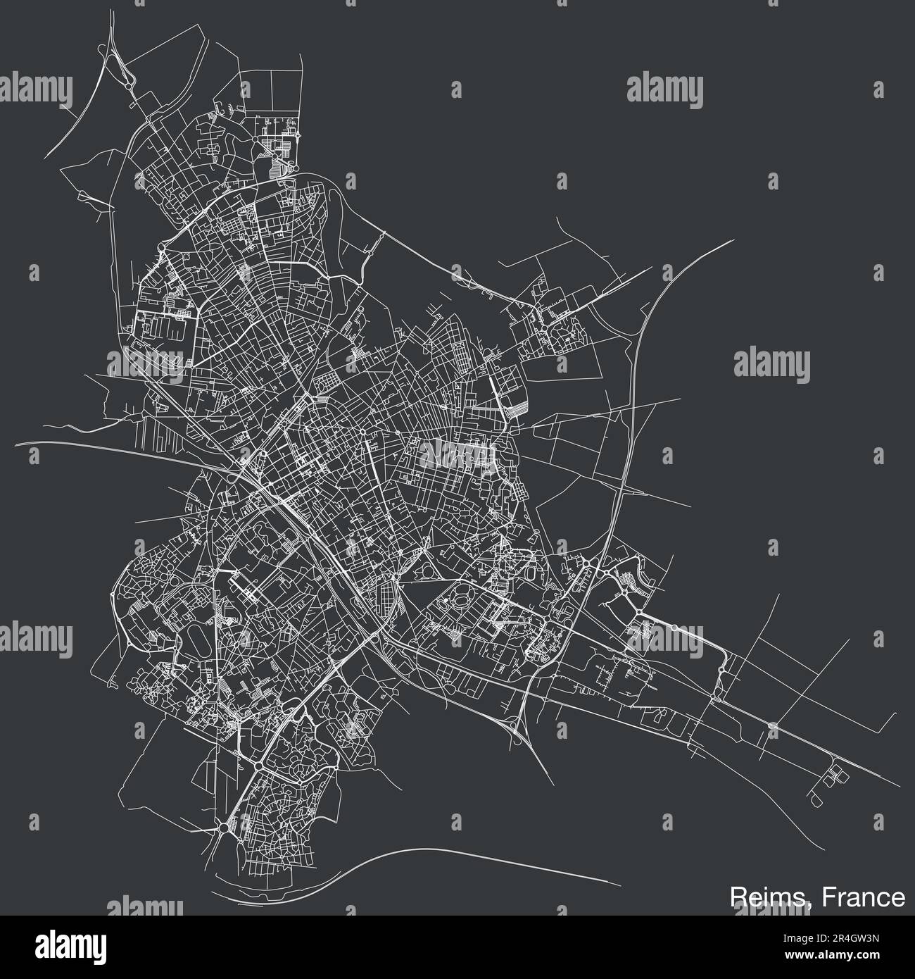Street roads map of REIMS, FRANCE Stock Vector Image & Art - Alamy