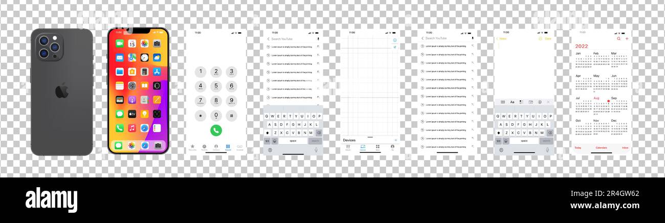 Iphone 14 interfaces. Apple mockup. Apple apps. Phone navigation page ...