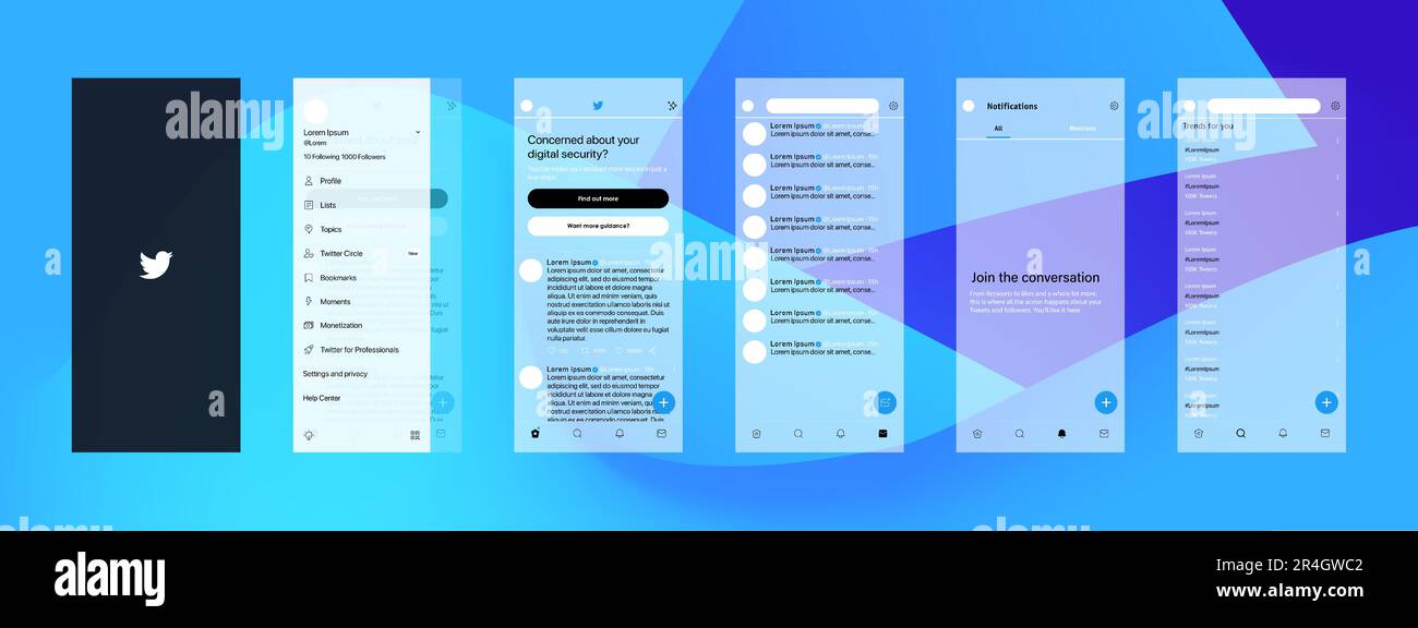 Twitter mobile interface. Twitter screen social media, social network ...