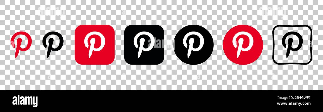 Collection of different Pinterest icons. Social media logo. Line art ...