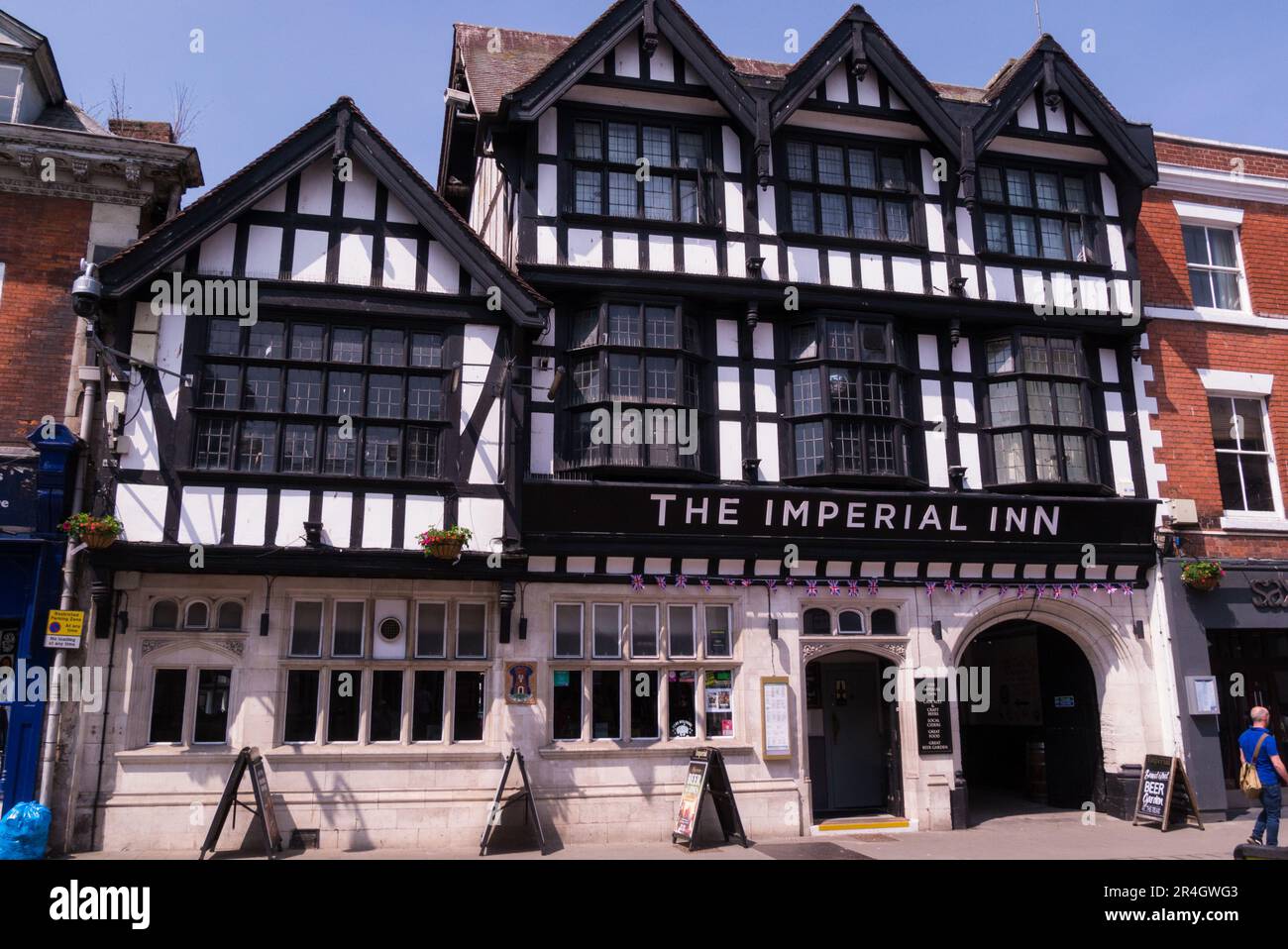 Inn housed in a traditional black and white timber building hi-res ...