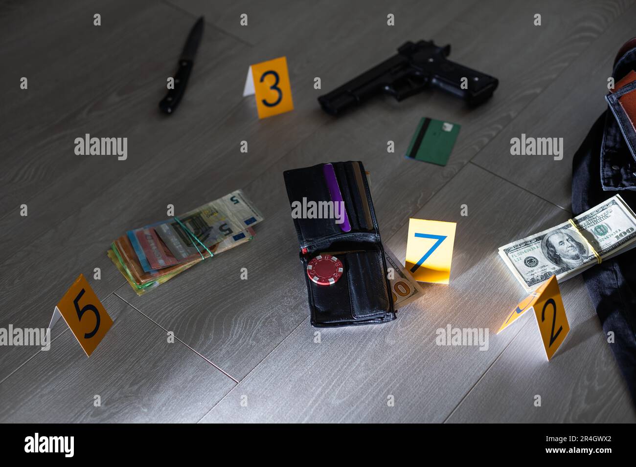 Evidence Chain of Custody Labels and brown paper bag with fingerprints ...