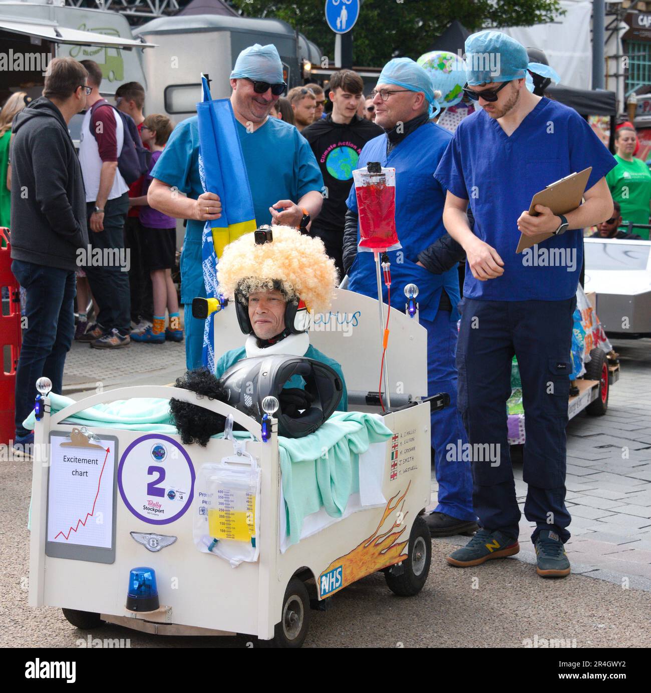 Stockport, UK, 28th May, 2023. The NHS soapbox entry. Krazy Races event ...