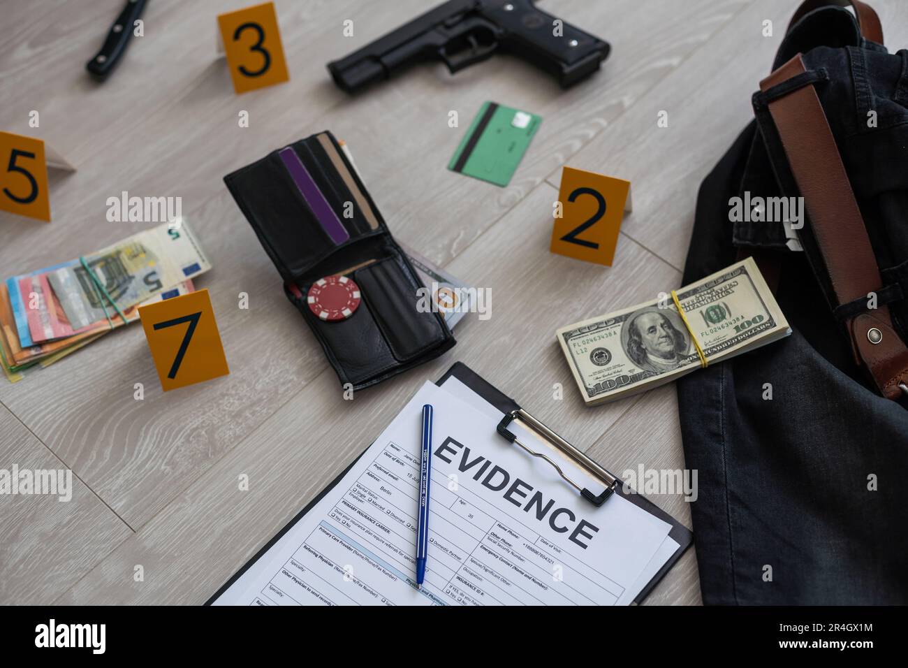 Crime scene evidences markers hi-res stock photography and images - Alamy