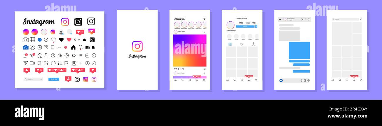 Instagram Design Set Instagram Screen Social Media And Social Network