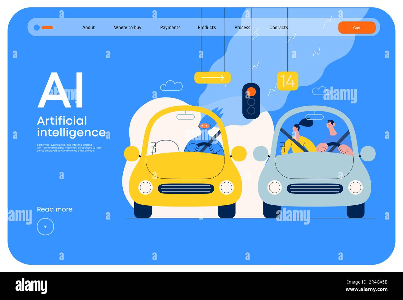 Artificial intelligence, Driving -modern flat vector concept ... Artificial intelligence, Driving -modern flat vector concept ...