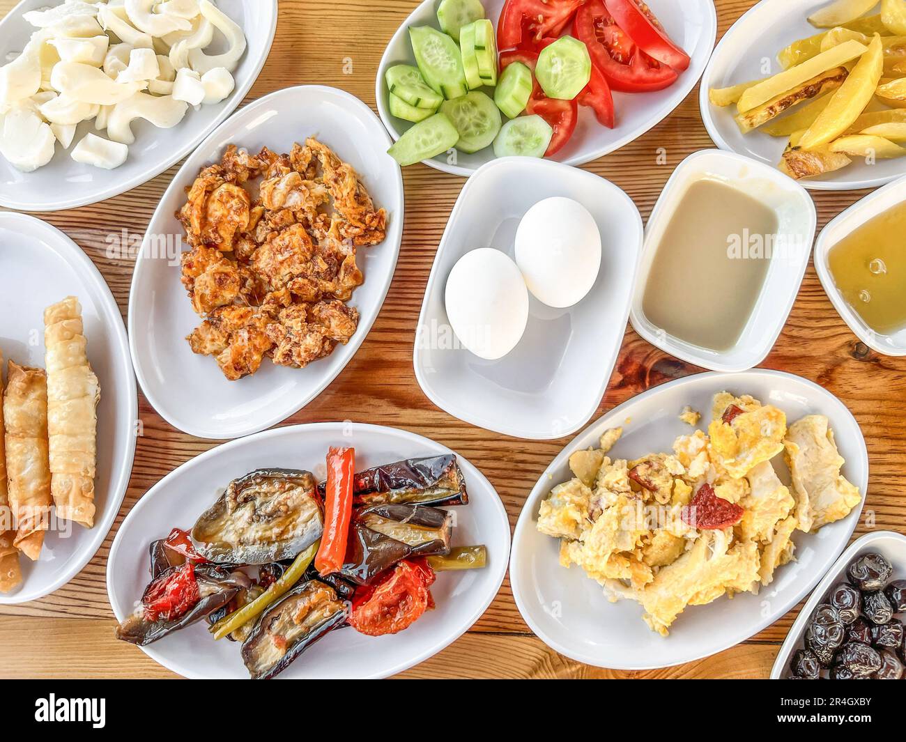 turkish breakfast, top view delicious traditional spread turkish ...