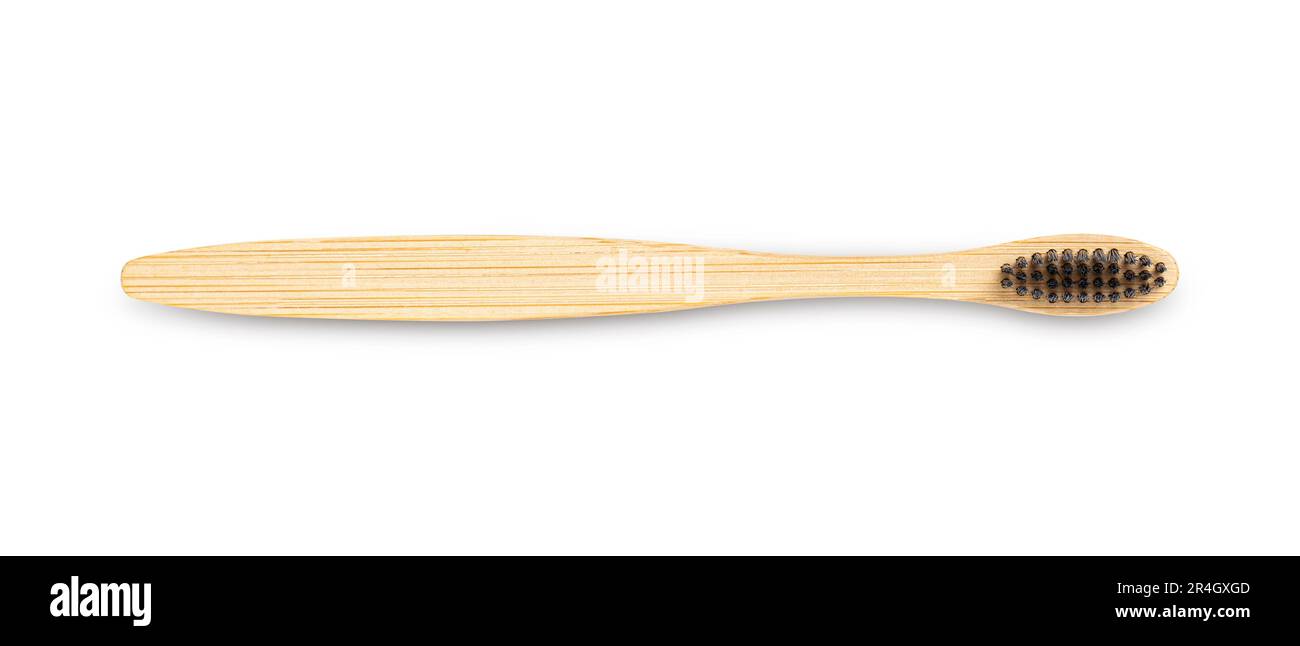 wooden toothbrush isolated on white background. With clipping path ...