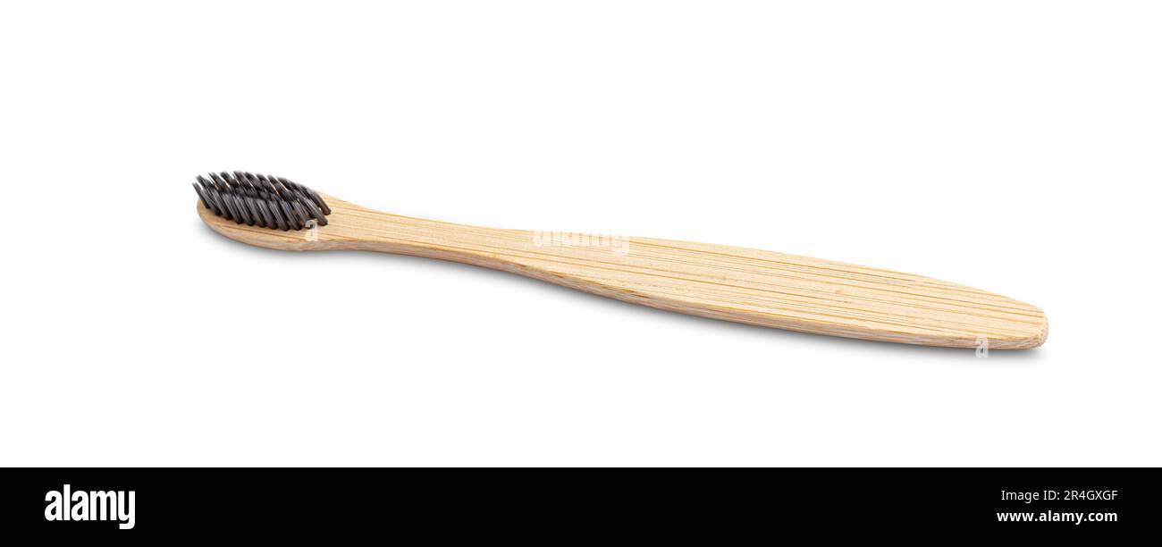 wooden toothbrush isolated on white background. With clipping path ...