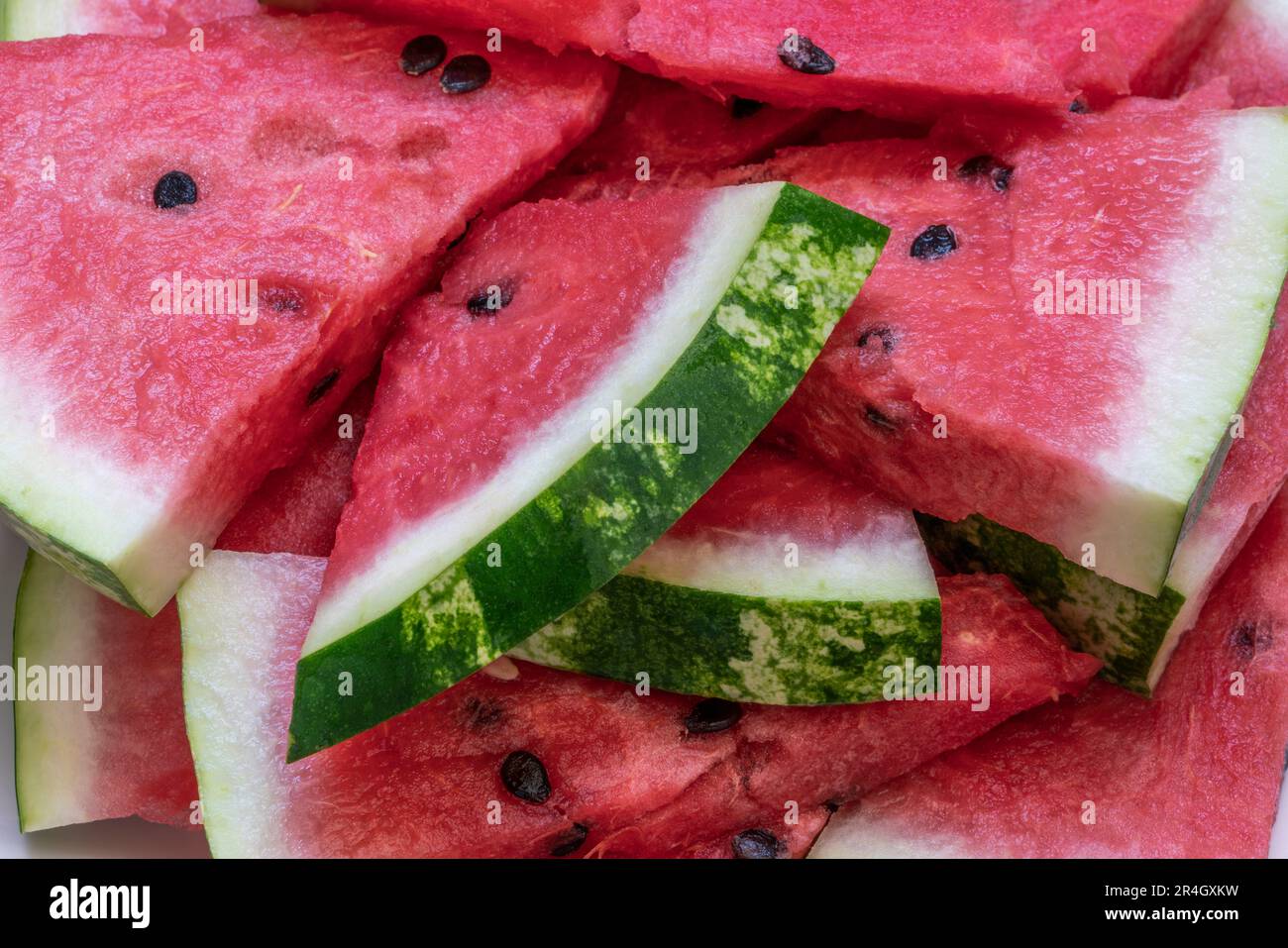 watermelons, delicious fresh summer fruit background with closeup ...