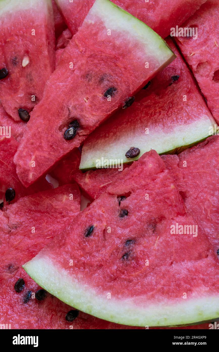watermelons, delicious fresh summer fruit background with closeup ...