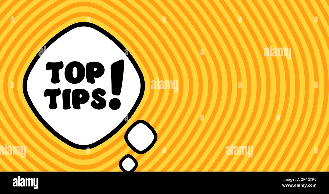 Speech bubble with top tips text. Boom retro comic style. Pop art style ...