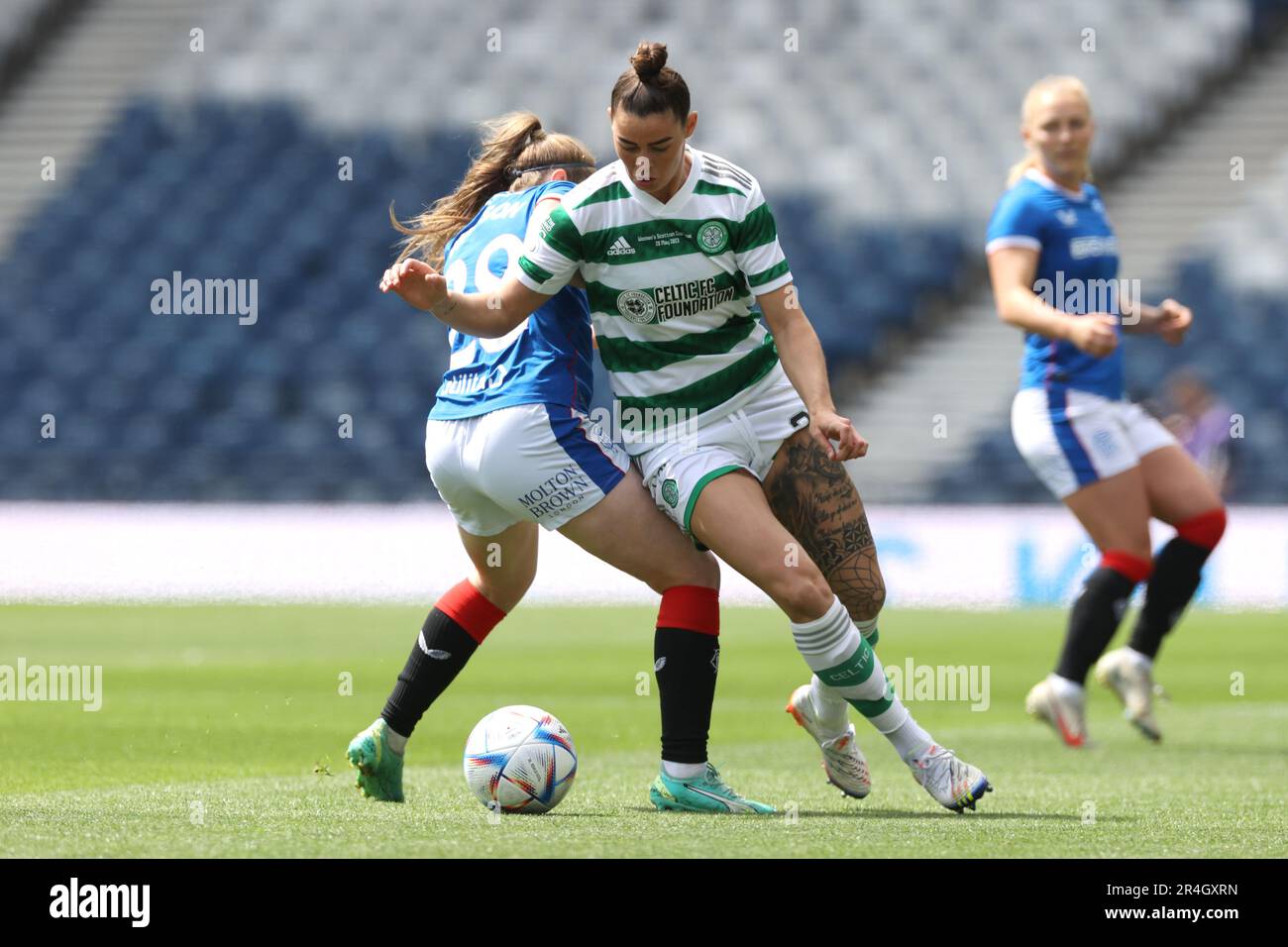 Celtic's Natasha Flint (right) and Rangers' Emma Watson battle for the ...