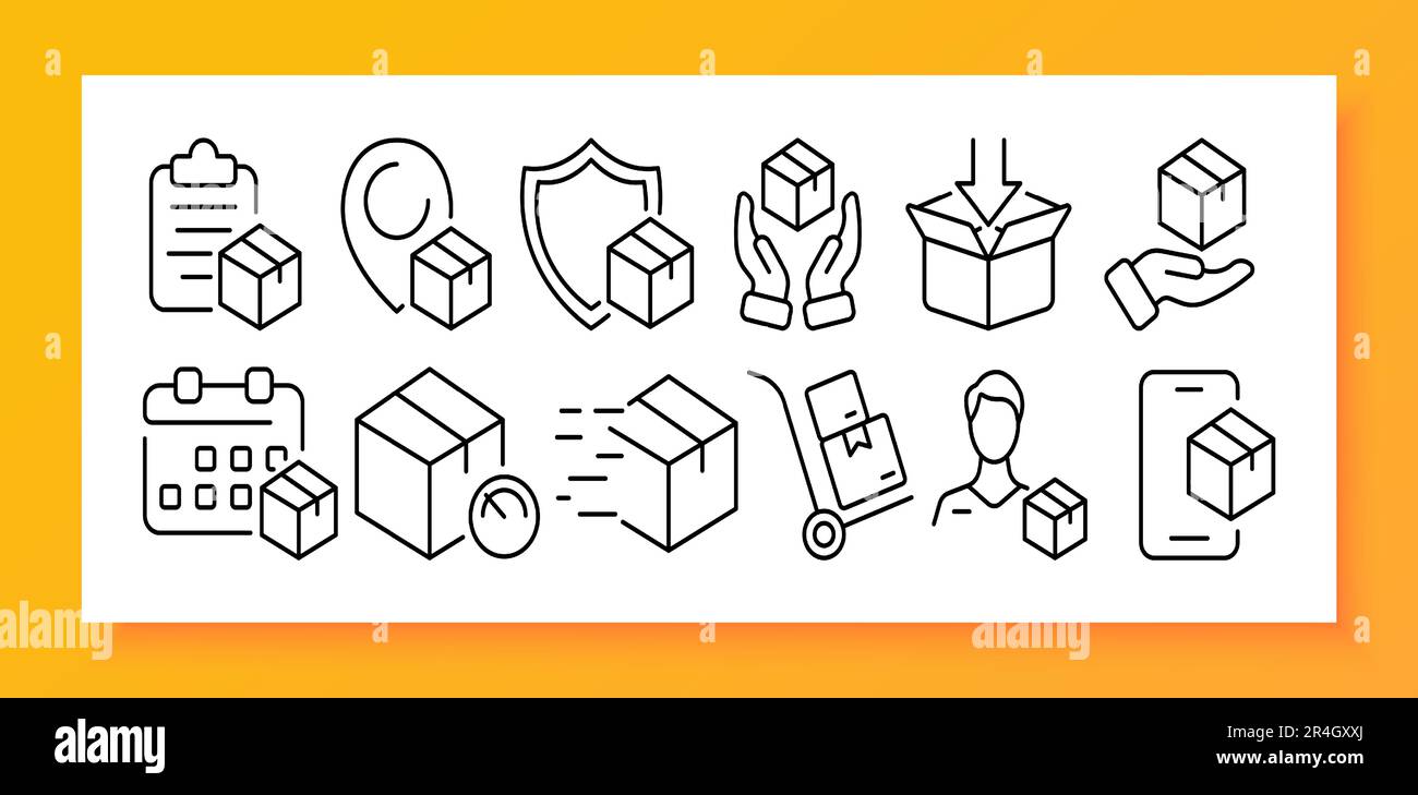 Fast delivery icon set. Speed and efficiency of shipping and delivery ...