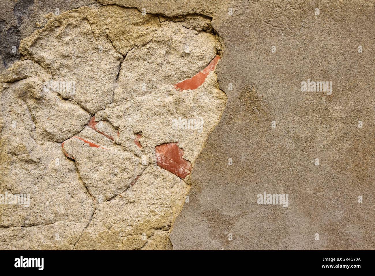 Background of old wall with collapsed plaster. Texture of shabby ...