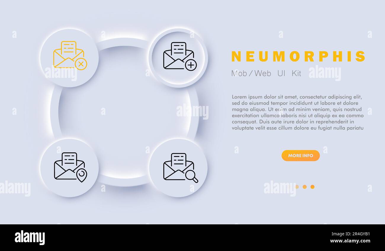 Letter icon set. Email, computer screen or mobile device displaying an ...