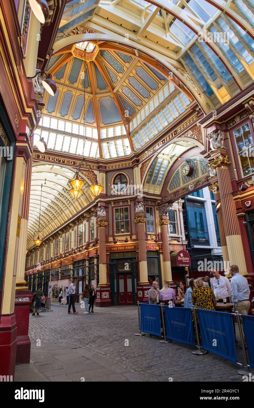 Interior of Victorian built Leadenhall Market London England Stock ...