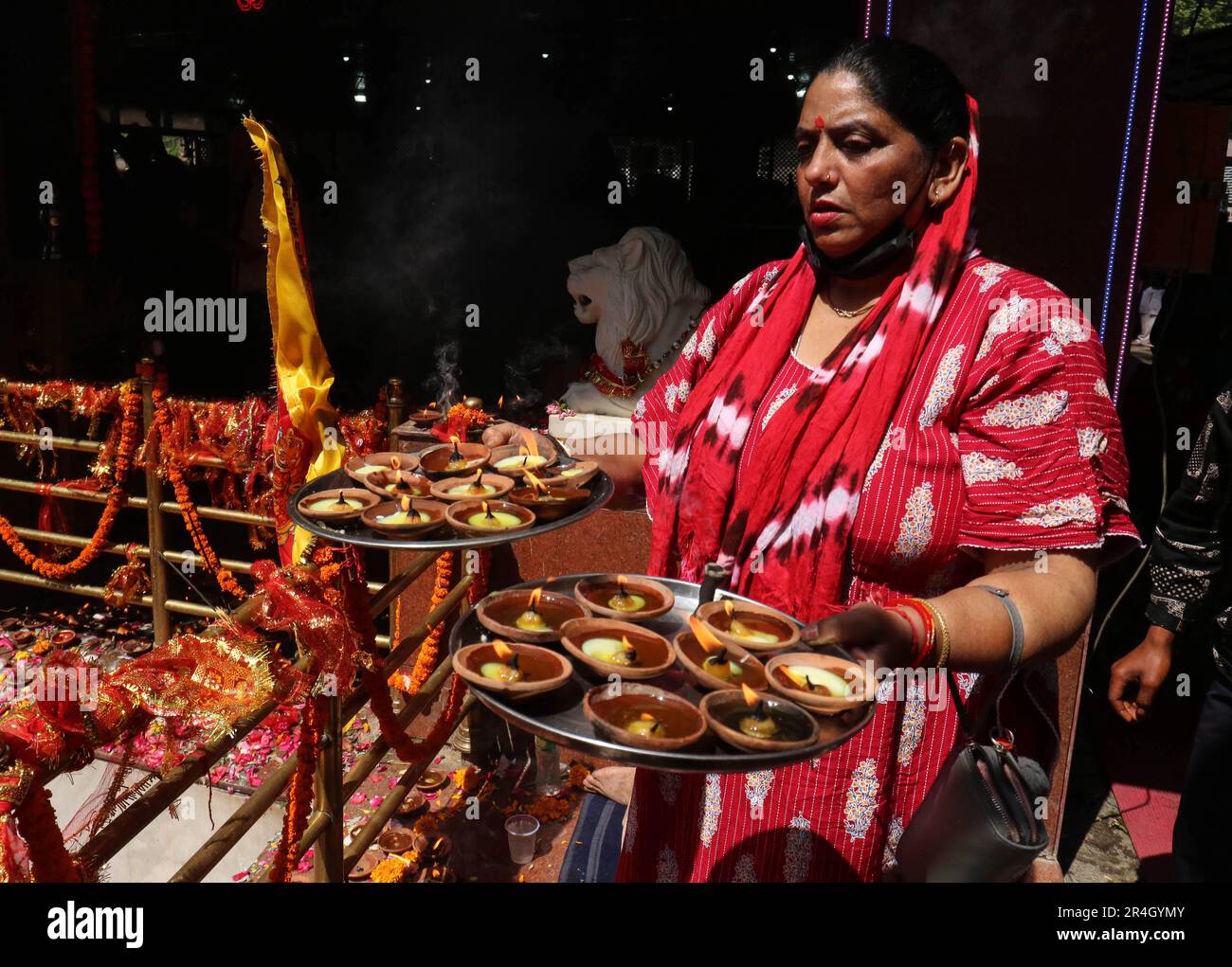 Srinagar, India. 28th May, 2023. A Kashmiri Pandit (Hindu) devotee ...