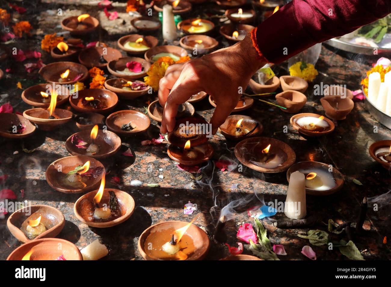 Srinagar, India. 28th May, 2023. A Kashmiri Pandit (Hindu) devotee ...