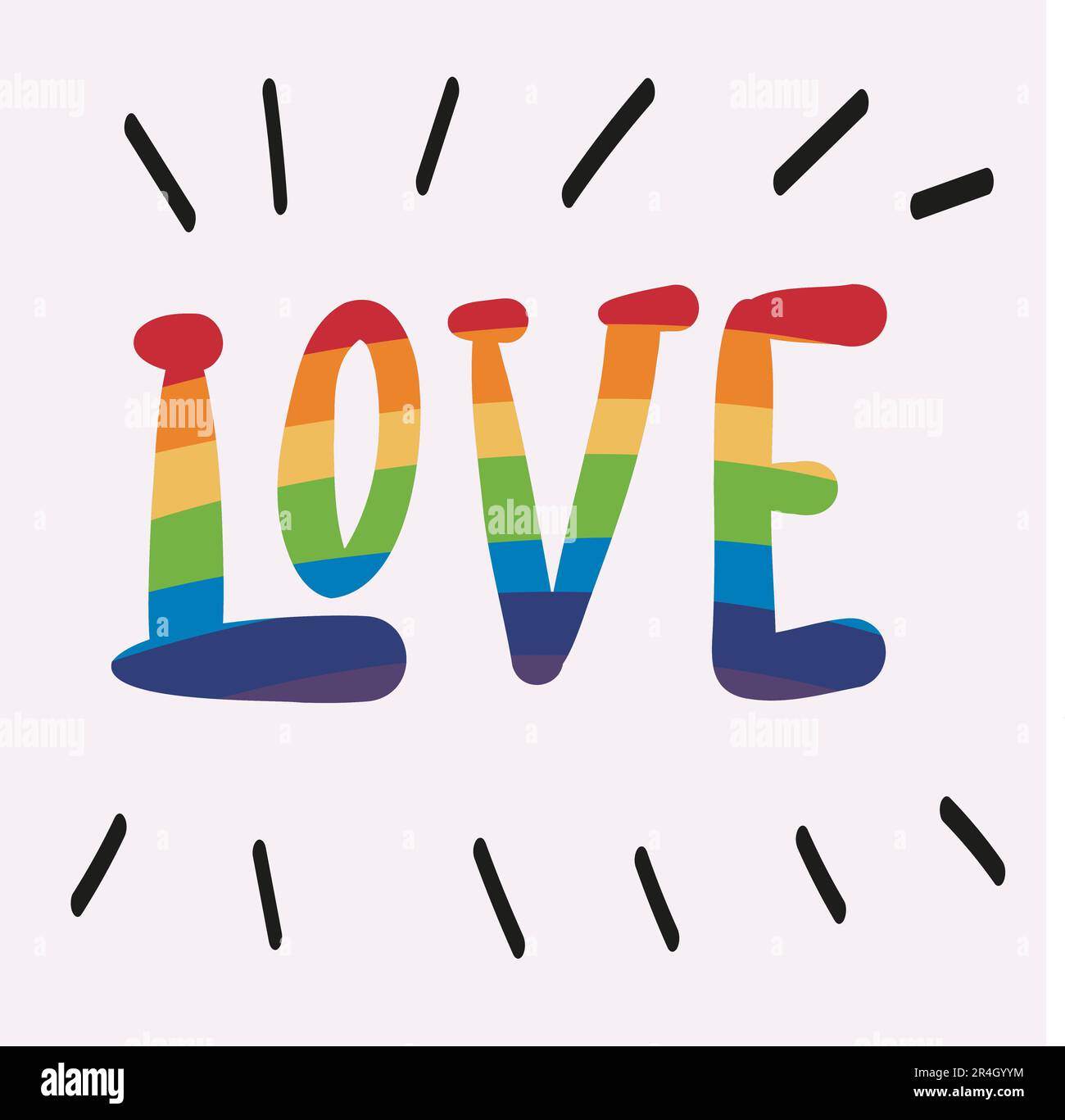 Love is love. Love always wins. Vector illustration of the Pride parade ...
