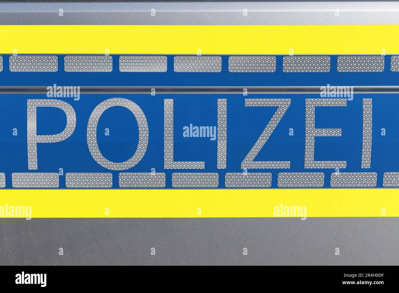 picture of the writing of the German word of police on a German police ...