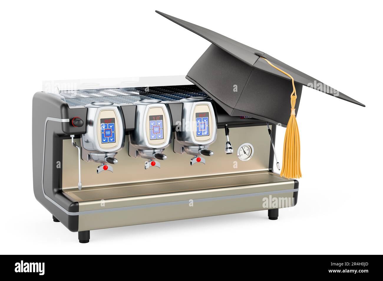 Barista school concept. Espresso coffee machine professional with ...