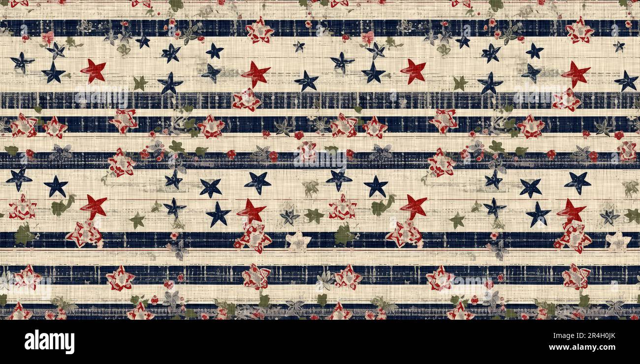 Rustic americana seamless border in traditional red, white and blue ...