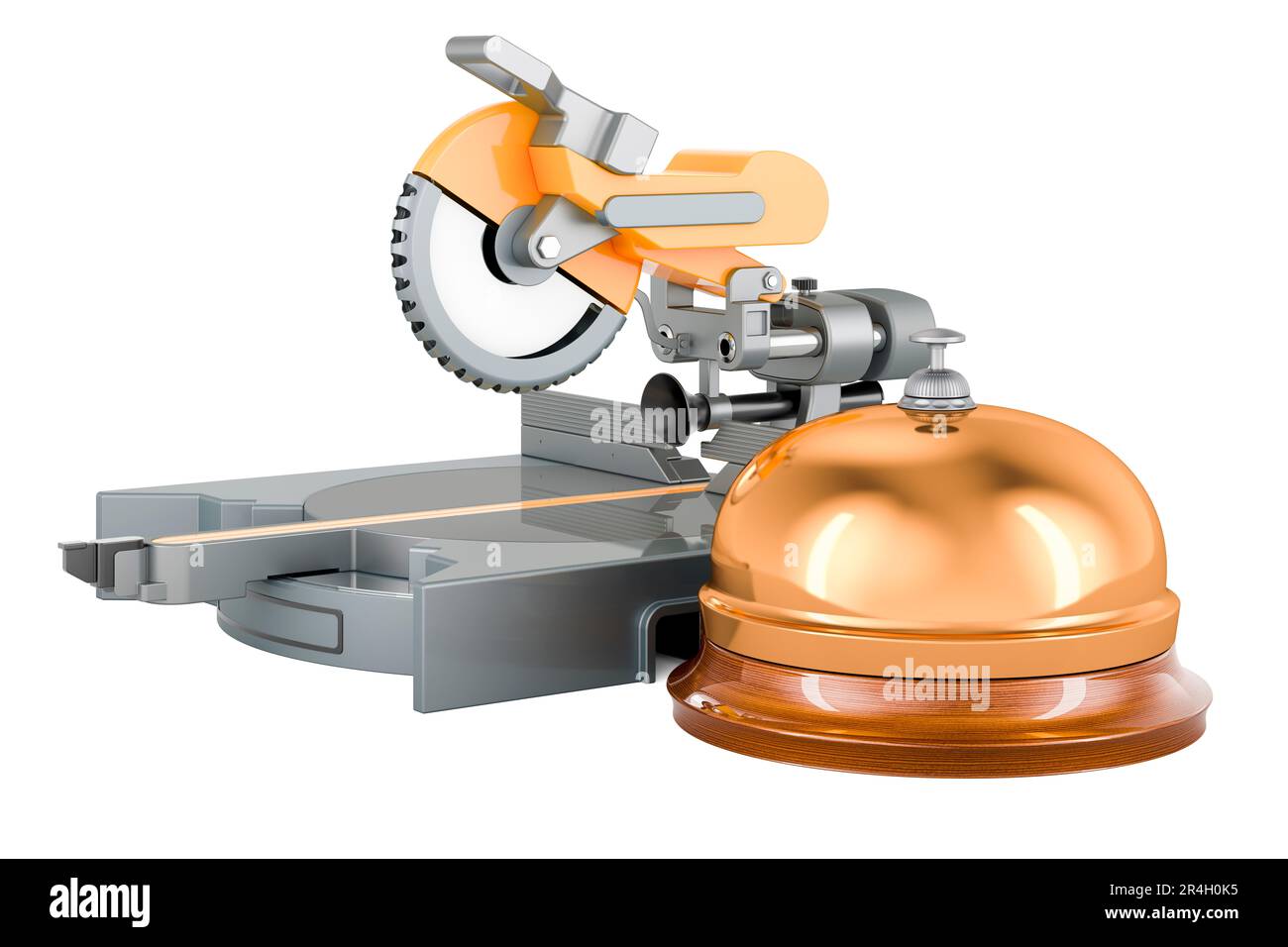 Table circular saw with reception bell. 3D rendering isolated on white ...