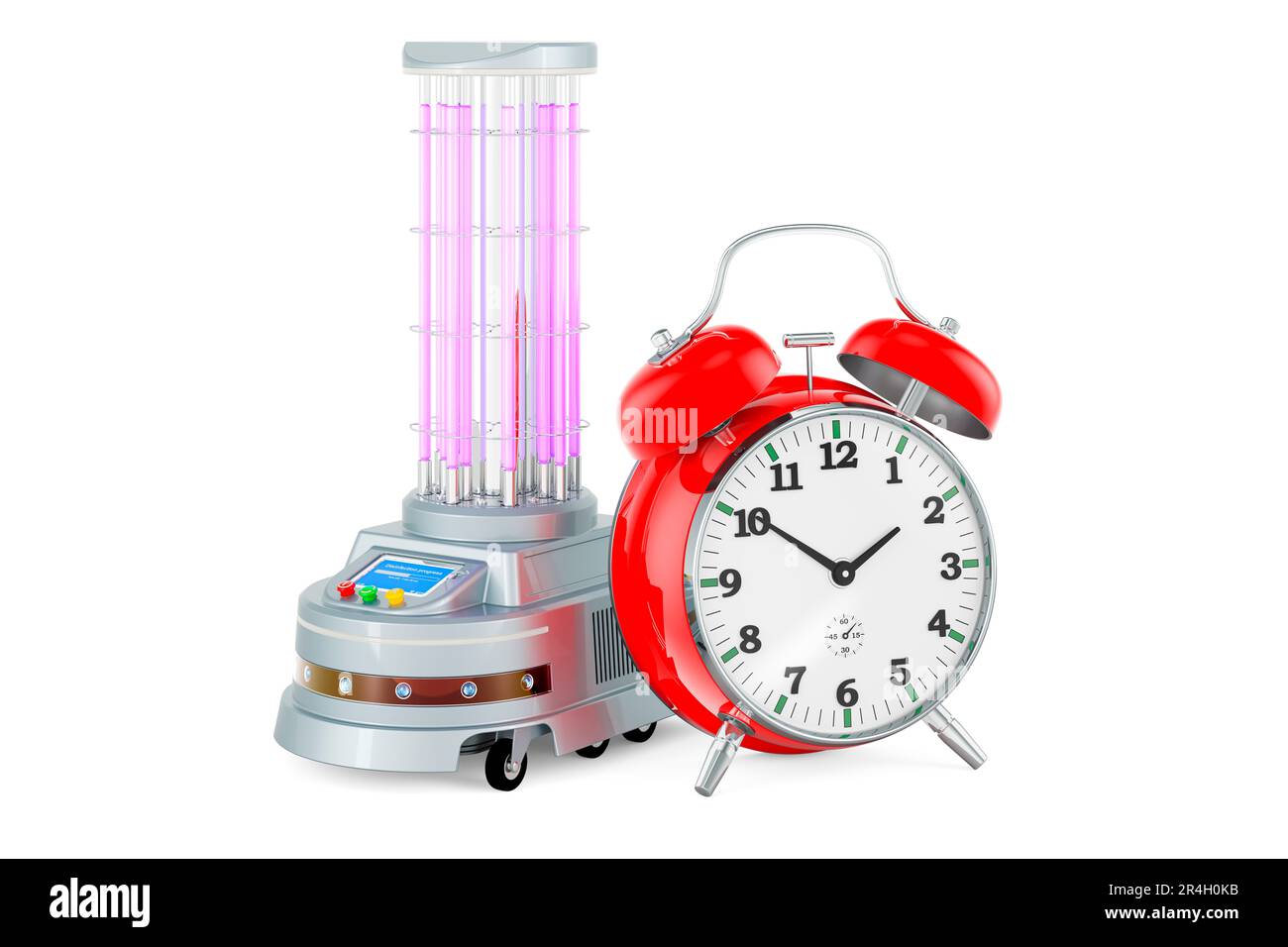 UV-Disinfection Robot with alarm clock, 3D rendering isolated on white ...