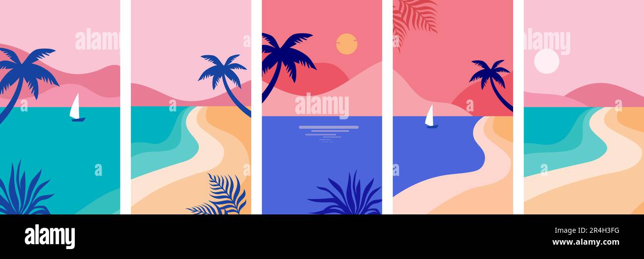 Vertical social media summer stories design templates with copy space ...