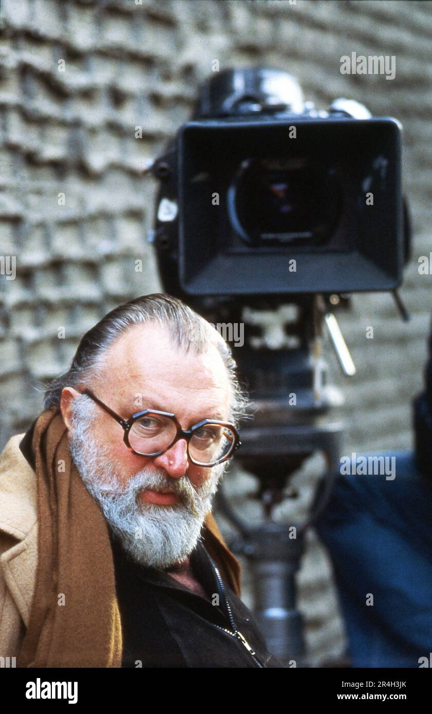 Director SERGIO LEONE next to movie camera on set location candid in ...