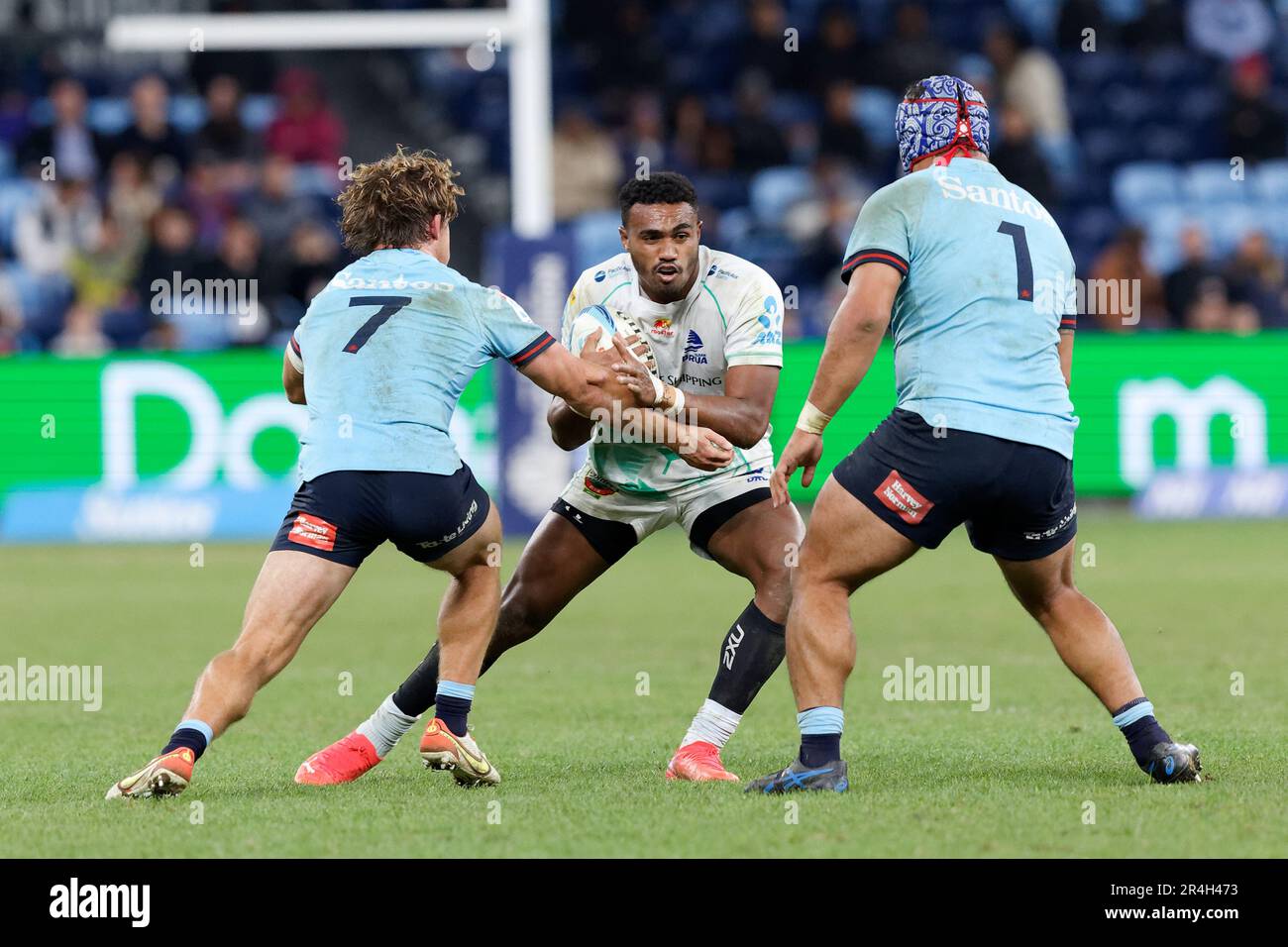 Iosefo Masi of Fiji is tackled during the Super Rugby Pacific match ...