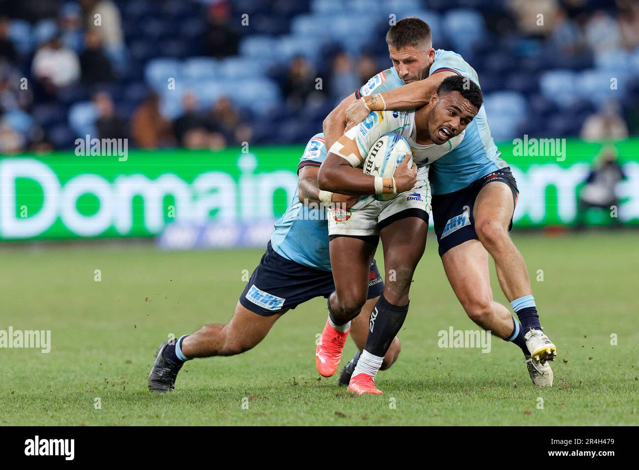 Iosefo Masi of Fiji is tackled during the Super Rugby Pacific match ...