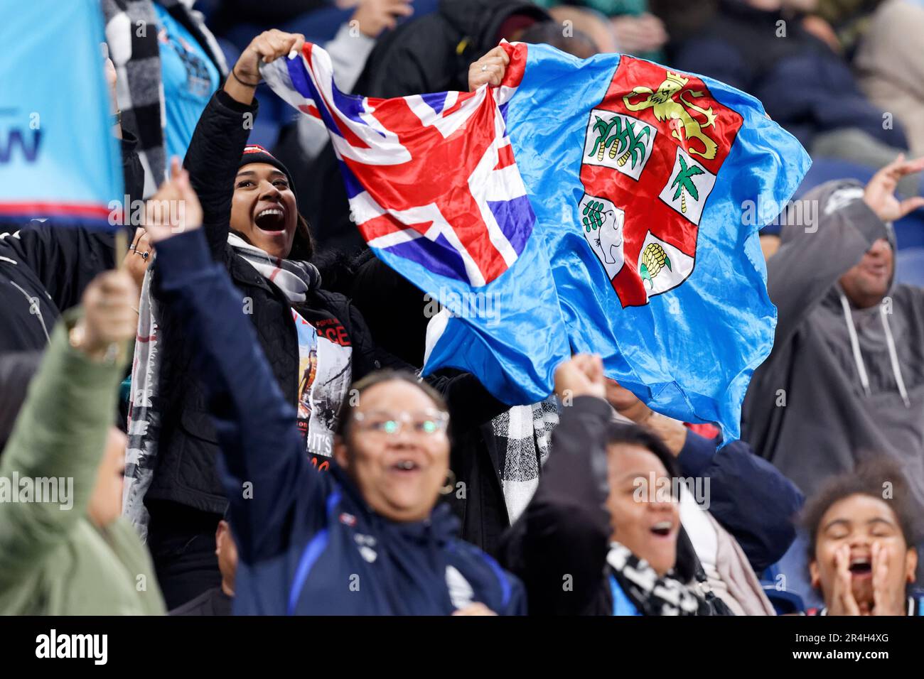 Fiji fans in the stadium showing their support during the Super Rugby ...