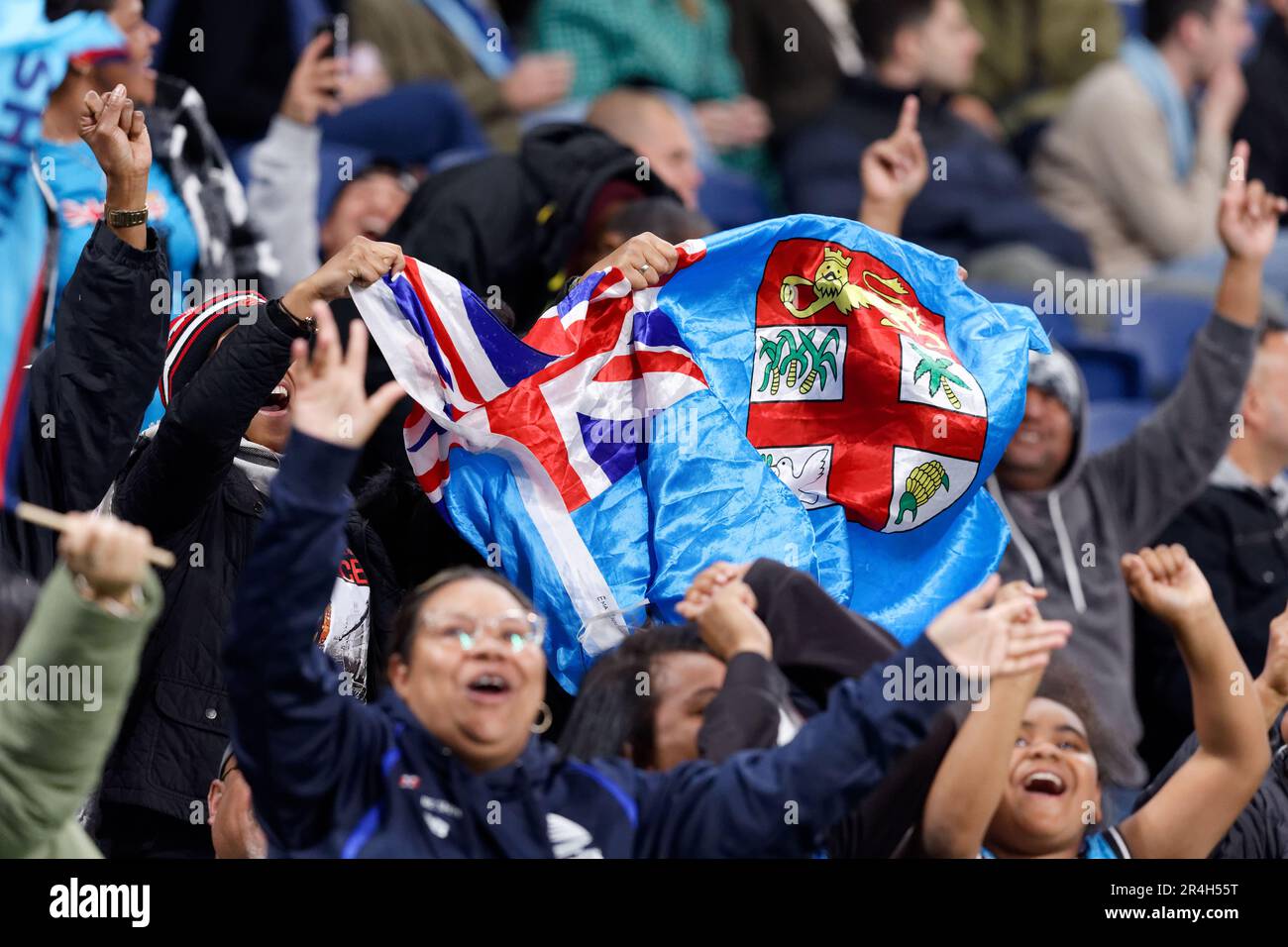 Fiji fans in the stadium showing their support during the Super Rugby ...