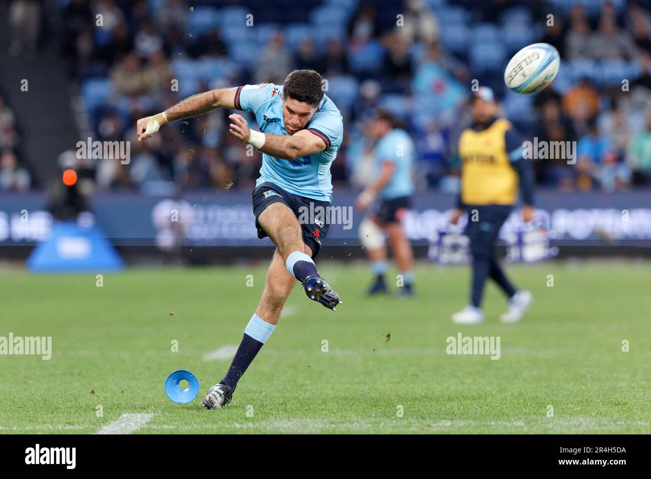 Ben Donaldson of the Waratahs kicks a penalty during the Super Rugby ...