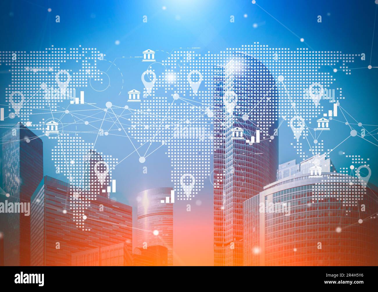 World global business background. Technology connect network map on ...