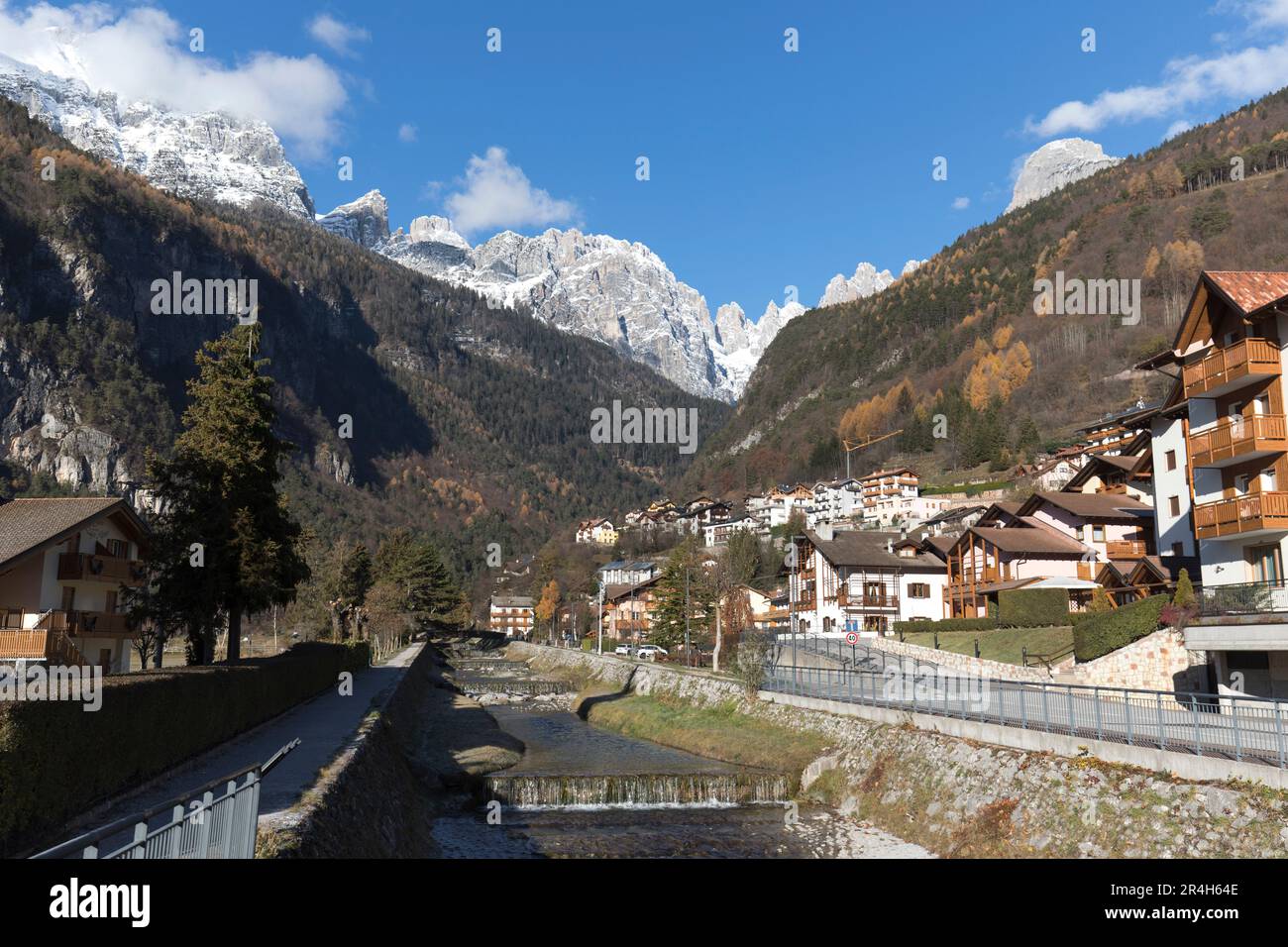 Molveno, Italy - December 7, 2022: view of Molveno beautiful town ...