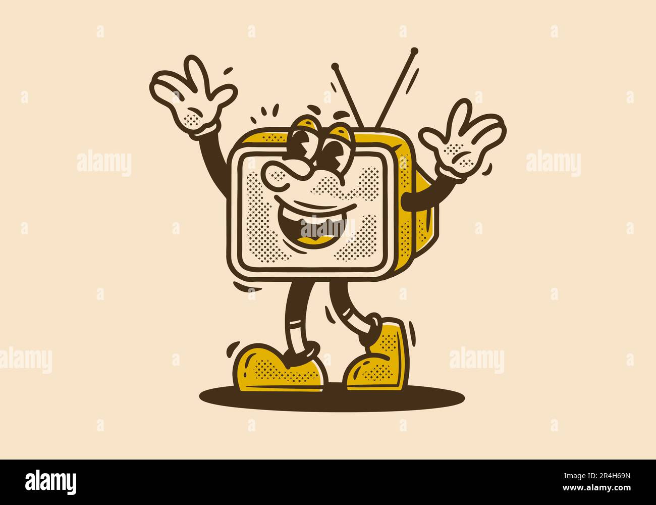 Mascot character design of analog television with happy face Stock ...