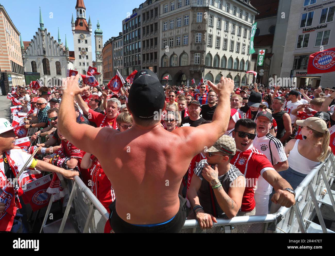 Munich, Germany. 28th May, 2023. FC Bayern Munich fans wait for the ...
