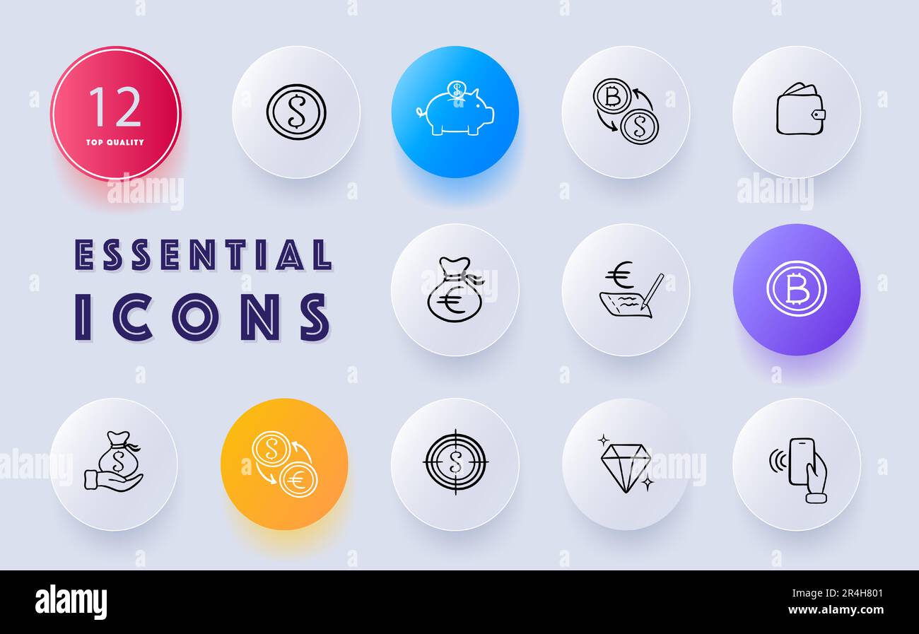 Dollar symbol coins icon set. Golden coins with dollar signs, wealth ...