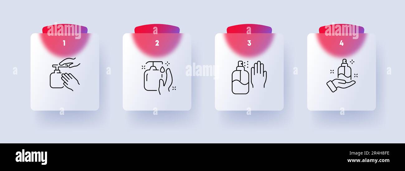 Hand hygiene icon set. Handwashing, soap, water, sanitizing ...