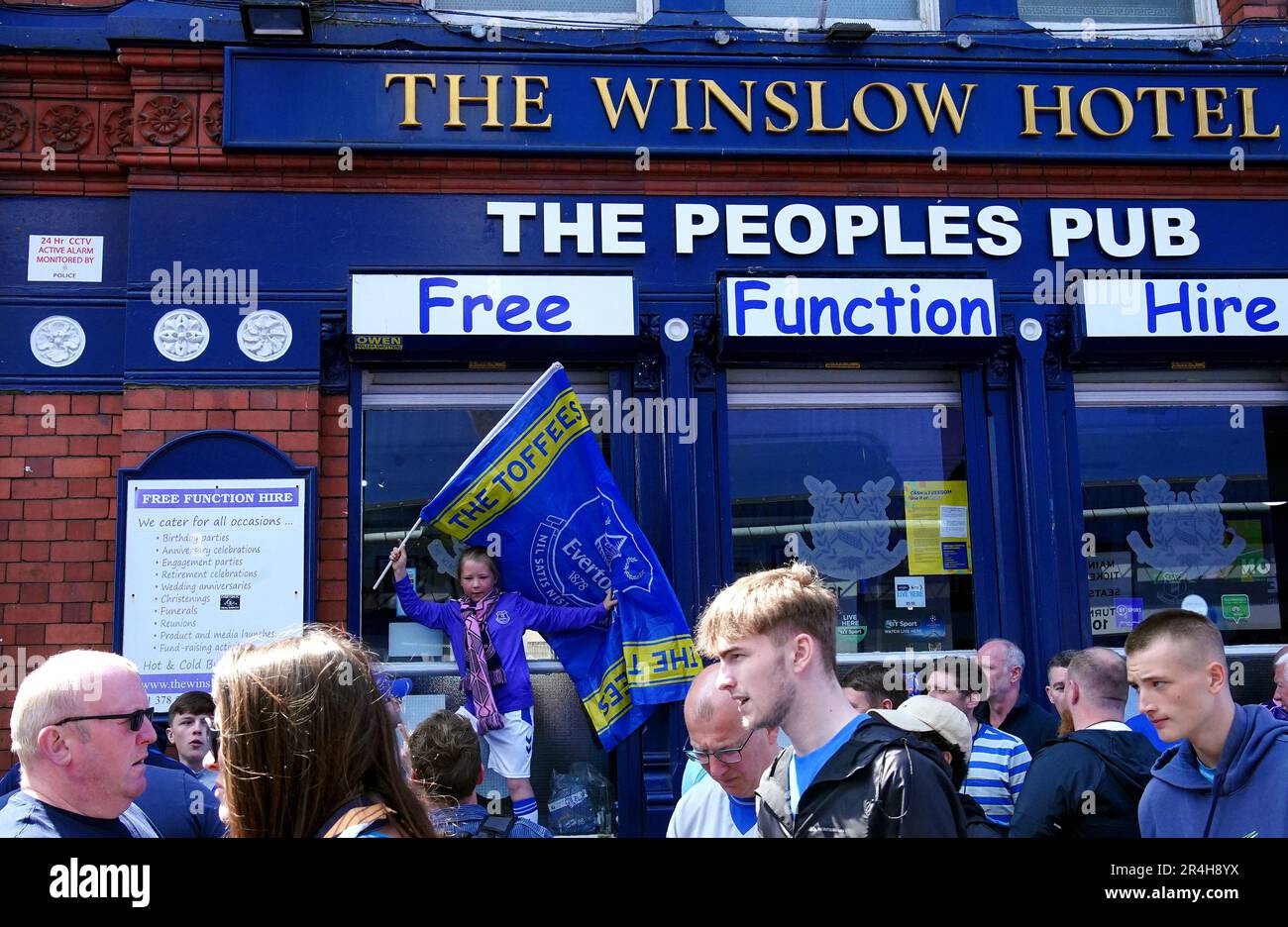 Everton fans outside the stadium ahead of the Premier League match at ... Everton fans outside the stadium ahead of the Premier League match at ...