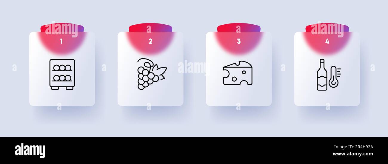 Wine pairing icon set. Appetizers, wine and food pairing, flavor ...